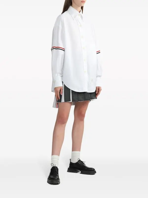 Thom Browne Oversized Oxford Shirt With Rwb Stripe Detail