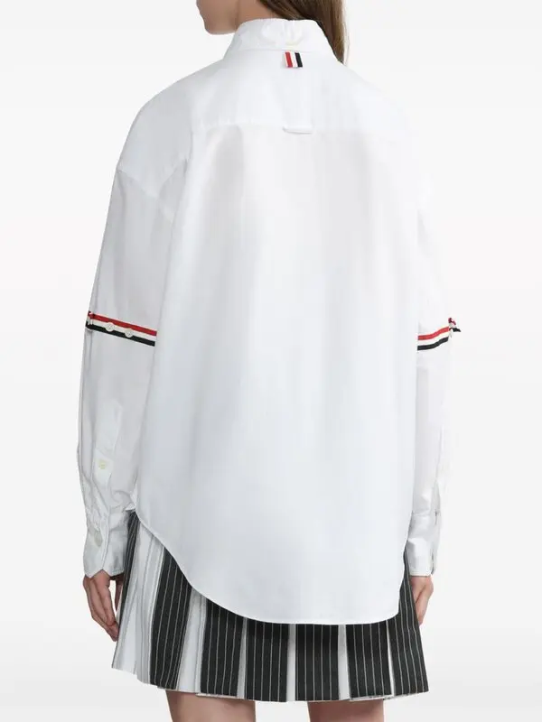 Thom Browne Oversized Oxford Shirt With Rwb Stripe Detail