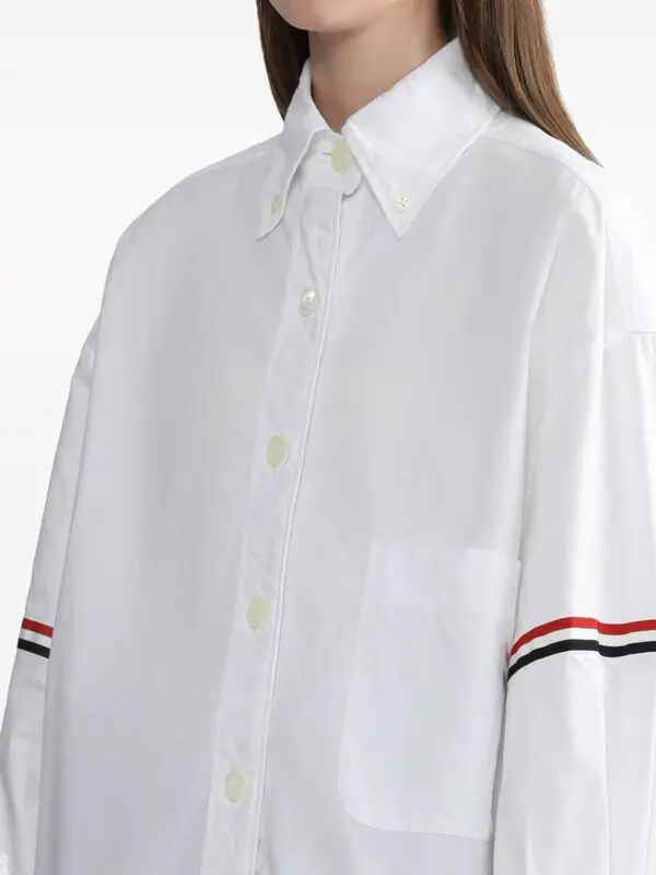 Thom Browne Oversized Oxford Shirt With Rwb Stripe Detail