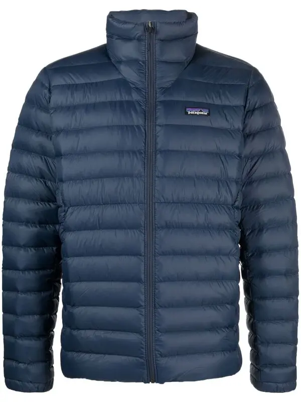 Patagonia Logo-patch Feather-down Jacket - Blue