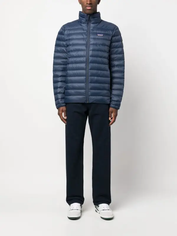 Patagonia Logo-patch Feather-down Jacket - Blue