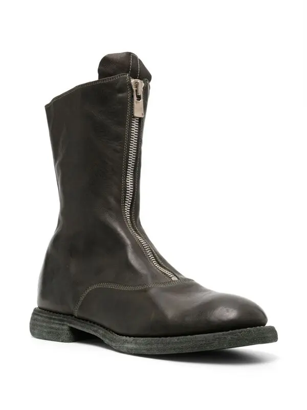 Guidi Polished Leather Zip-up Boots - Green