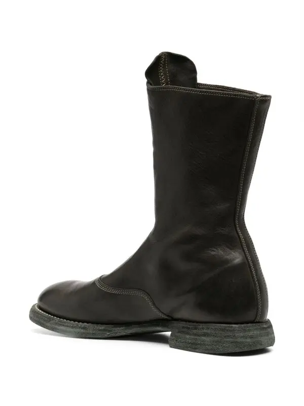 Guidi Polished Leather Zip-up Boots - Green