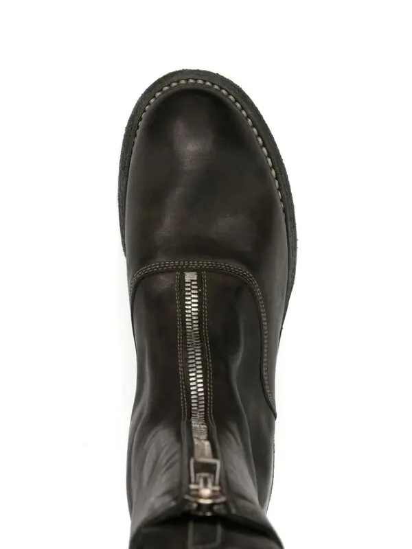 Guidi Polished Leather Zip-up Boots - Green