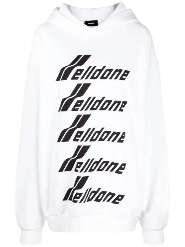 We11Done Front Logo Cotton Hoodie - White