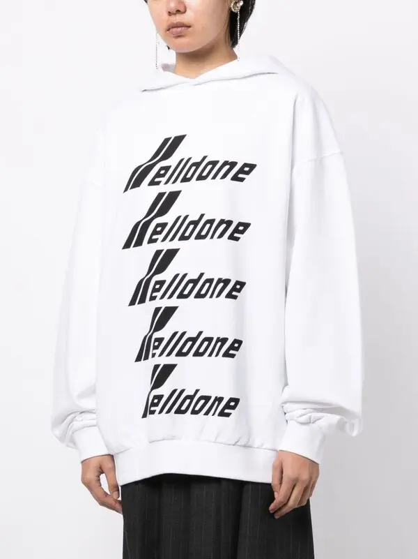 We11Done Front Logo Cotton Hoodie - White