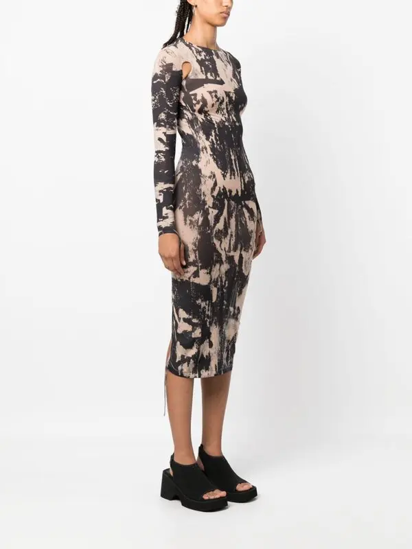 ANDREĀDAMO Painterly-print Cut-out Midi Dress