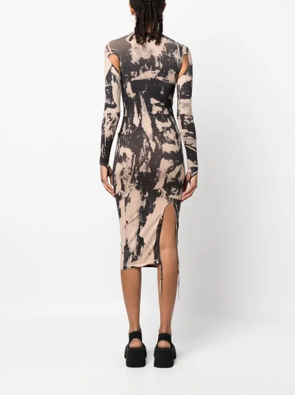 ANDREĀDAMO Painterly-print Cut-out Midi Dress