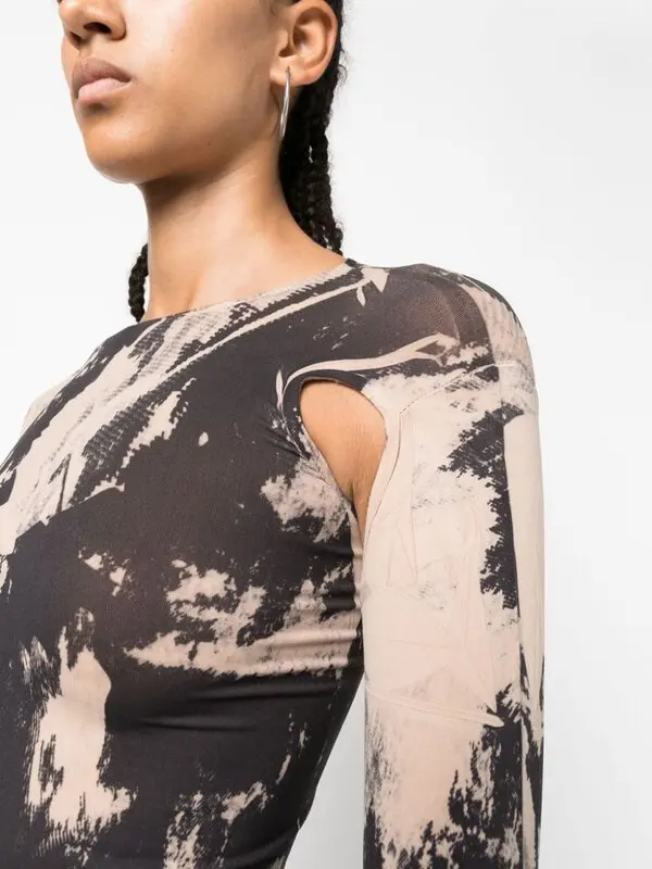 ANDREĀDAMO Painterly-print Cut-out Midi Dress