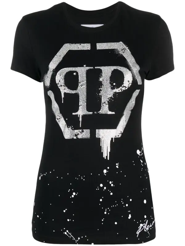 Philipp Plein Crystal-embellished Logo T-shirt - Black