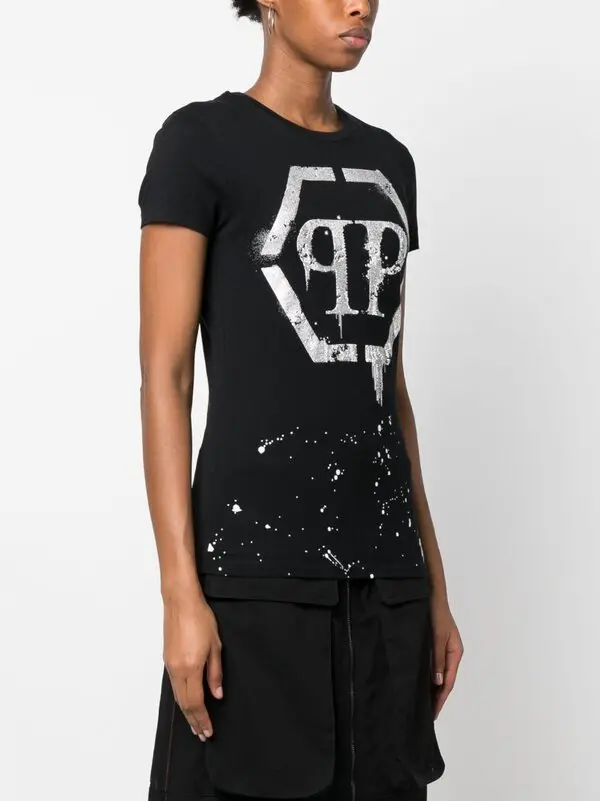 Philipp Plein Crystal-embellished Logo T-shirt - Black