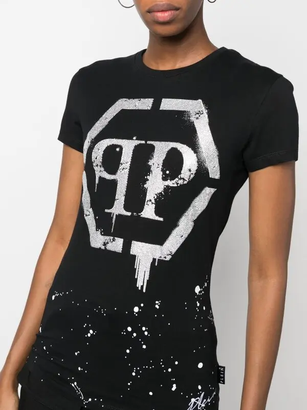 Philipp Plein Crystal-embellished Logo T-shirt - Black