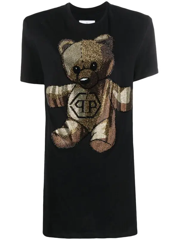 black off shiuld dress Estate Sale Jacquard Mini Dress in Teddy Bears S main image 1