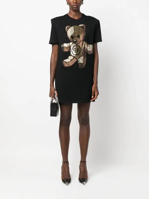 Philipp Plein Teddy Bear T-Shirt Dress In Black - 68% Off | Editorialist