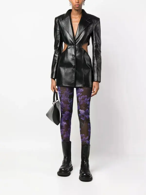 Philipp Plein Floral-print Tulle Leggings - Black