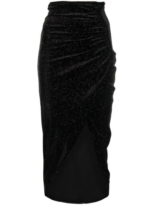 Patrizia Pepe Gathered Glitter Asymmetric Skirt