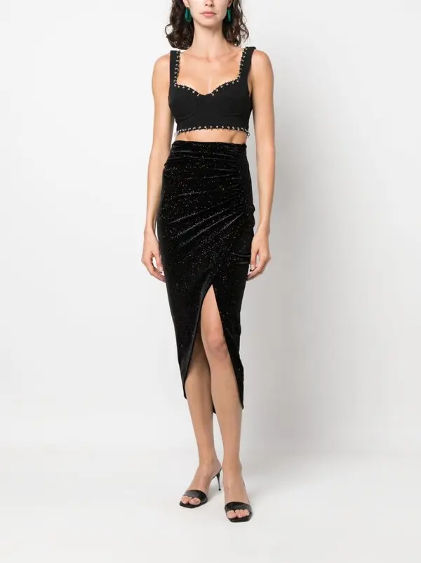 Patrizia Pepe Gathered Glitter Asymmetric Skirt