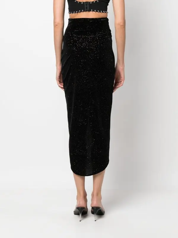 Patrizia Pepe Gathered Glitter Asymmetric Skirt