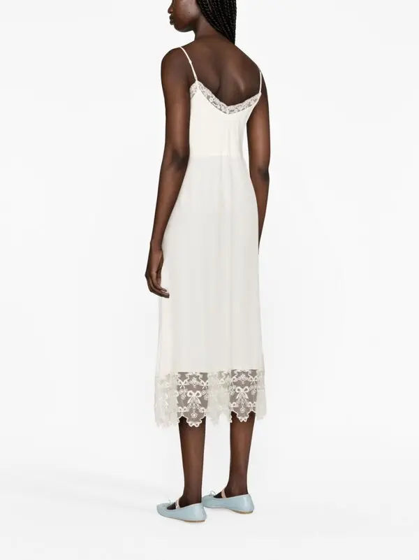 Simone Rocha Lace-trim Midi Dress - Neutrals