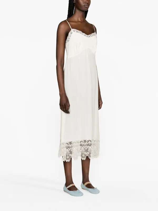 Simone Rocha Lace-trim Midi Dress - Neutrals