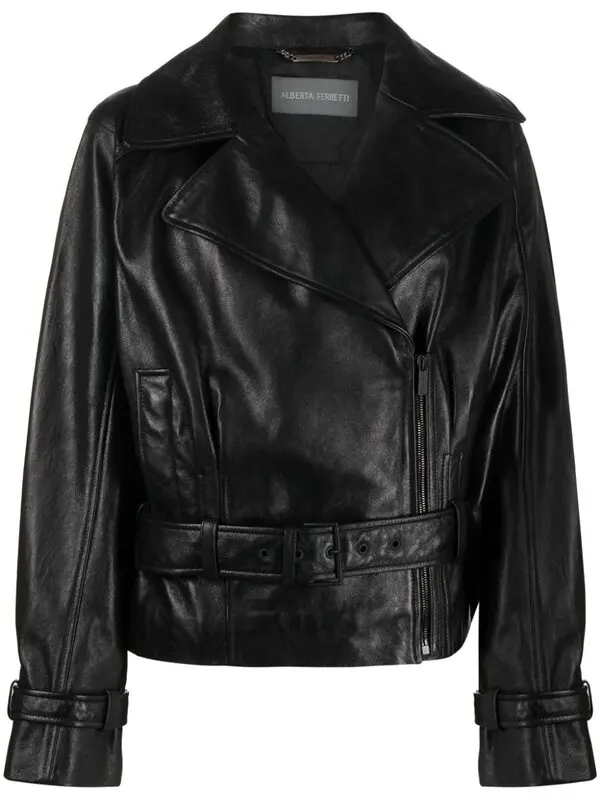 Alberta Ferretti Double-breasted Leather Jacket
