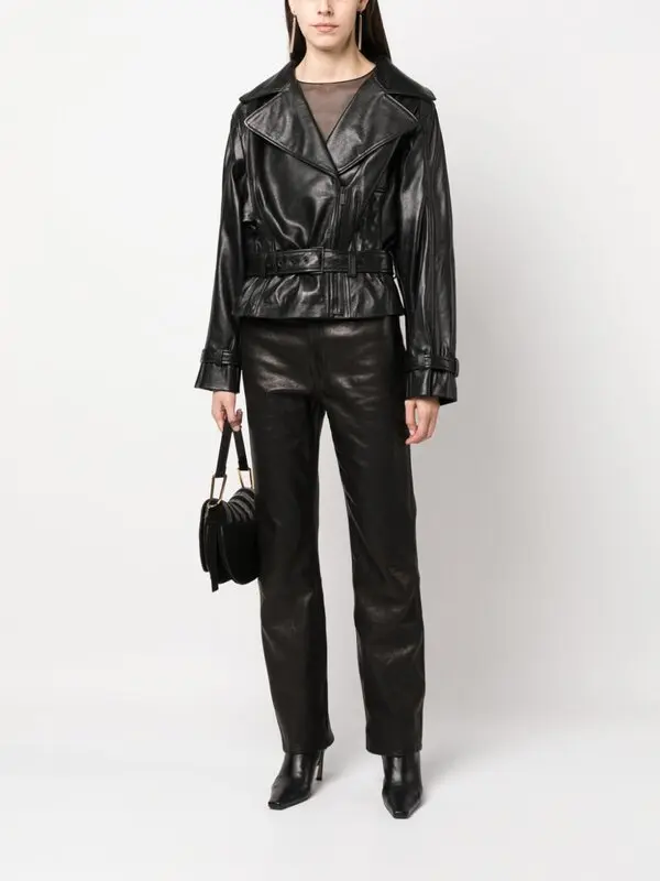 Alberta Ferretti Double-breasted Leather Jacket