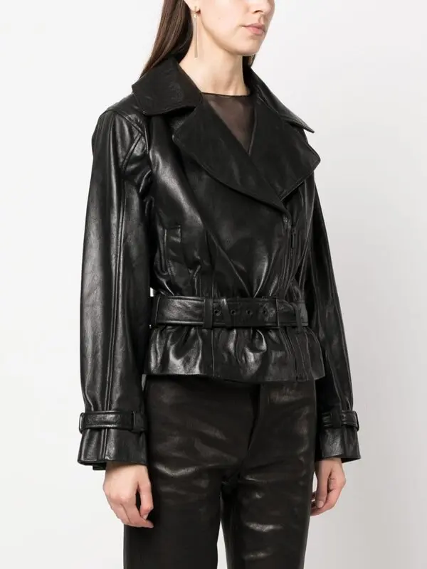 Alberta Ferretti Double-breasted Leather Jacket