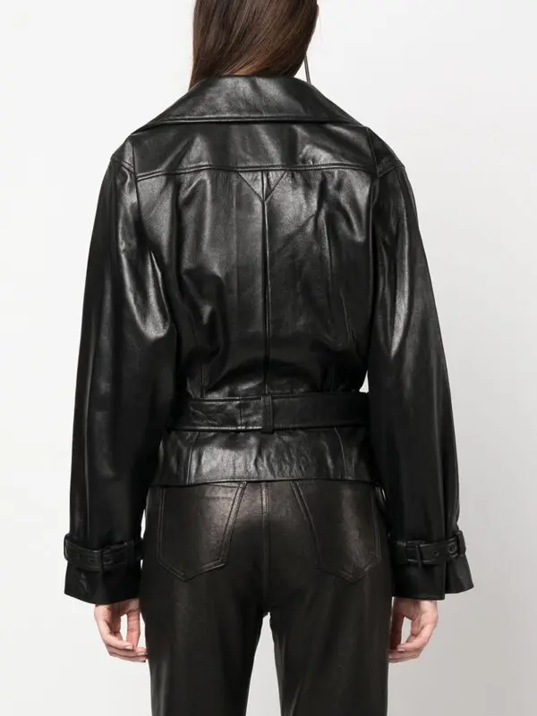 Alberta Ferretti Double-breasted Leather Jacket