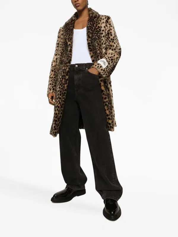 Dolce & Gabbana Leopard-Print Faux Fur Coat - Neutrals | Editorialist