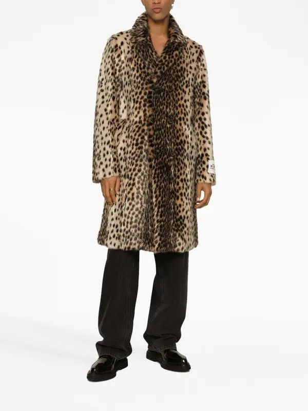 Dolce & Gabbana Leopard-Print Faux Fur Coat - Neutrals | Editorialist