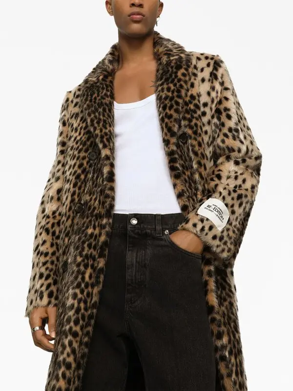 Dolce & Gabbana Leopard-Print Faux Fur Coat - Neutrals | Editorialist
