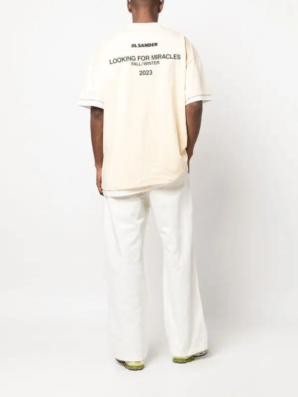 JIL SANDER Logo-print Two-tone T-shirt - Yellow