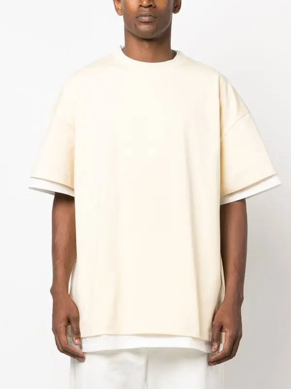 JIL SANDER Logo-print Two-tone T-shirt - Yellow