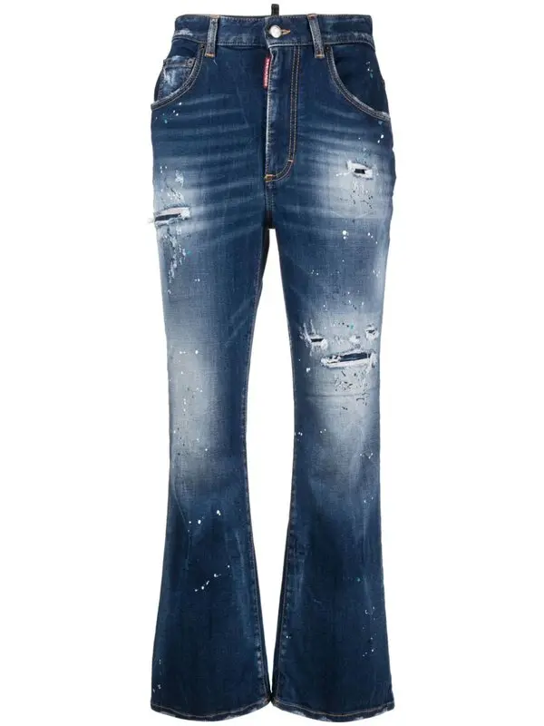 Dsquared2 Ripped Flared Cropped Jeans