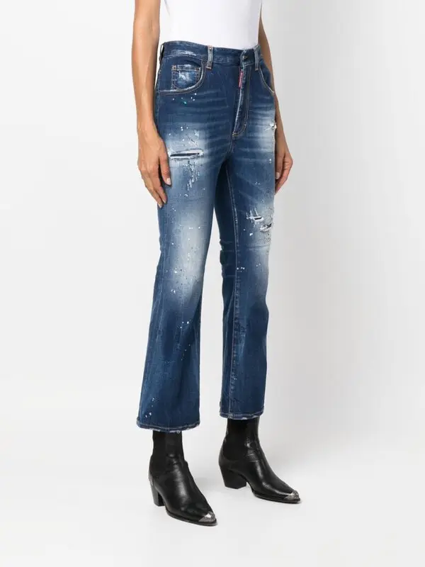 Dsquared2 Ripped Flared Cropped Jeans