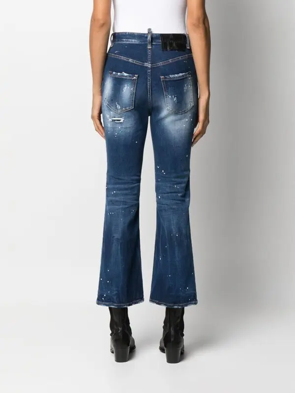 Dsquared2 Ripped Flared Cropped Jeans