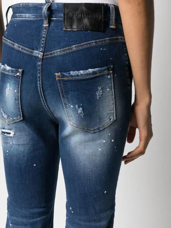 Dsquared2 Ripped Flared Cropped Jeans