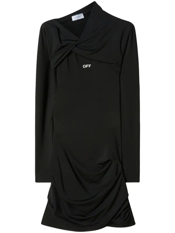 Off-White Stamp Twist-detail Minidress - Black