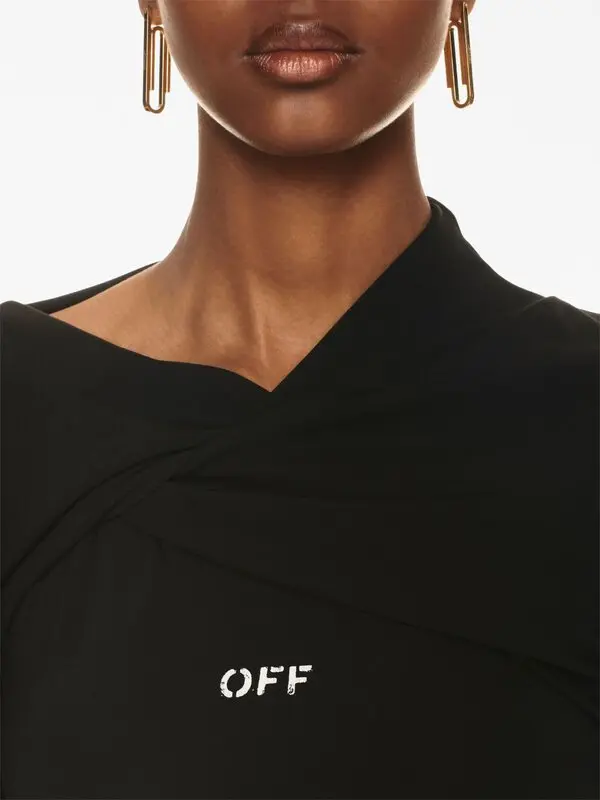 Off-White Stamp Twist-detail Minidress - Black