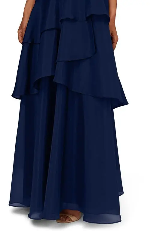 Aidan Mattox Tiered One-shoulder Ballgown