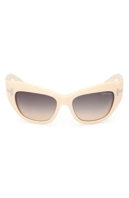 TOM FORD Brianna 55mm Gradient Cat Eye Sunglasses - Shiny Ivory /smoke Yellow