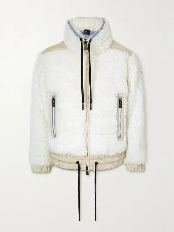 Moncler Appliquéd Faux Shearling Down Ski Jacket - White