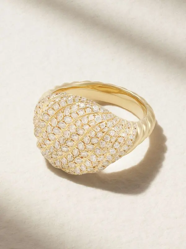 David Yurman Sculpted Cable 18-karat Diamond Signet Ring - Gold