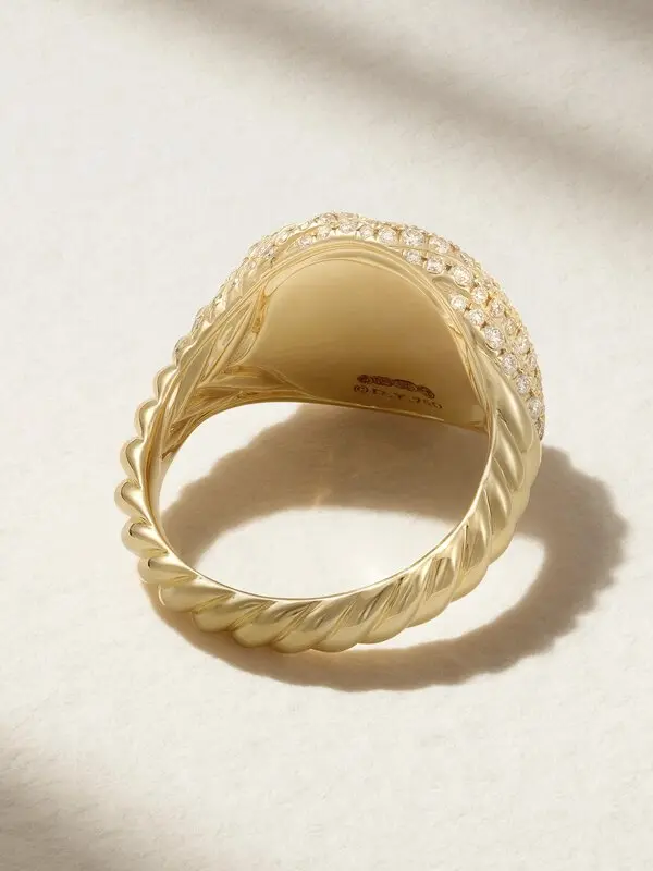 David Yurman Sculpted Cable 18-karat Diamond Signet Ring - Gold
