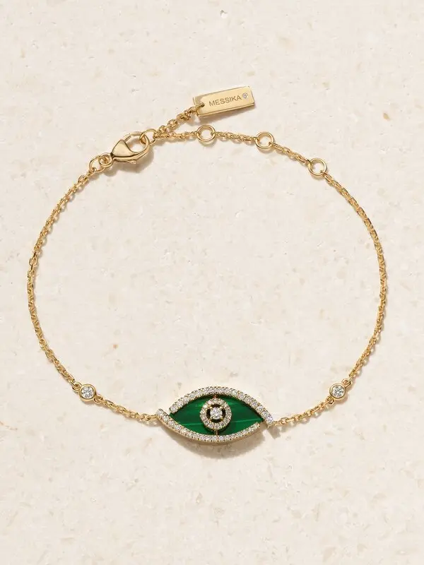 Messika Lucky Eye 18-karat Malachite And Diamond Bracelet - Gold