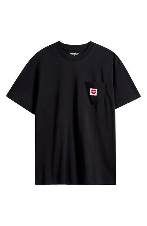 Carhartt Work In Progress Pocket Heart Organic Cotton T-shirt - Black / Red