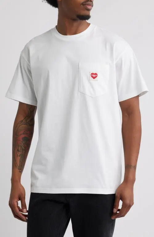 Carhartt Work In Progress Pocket Heart Organic Cotton T-shirt - White/red