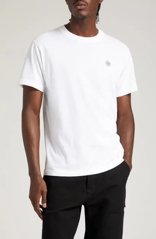 Stone Island Logo Patch Cotton T-shirt - White