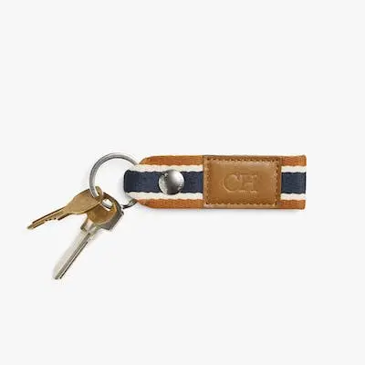 Shinola Brandstripe Key Ring Monogrammable - Tan