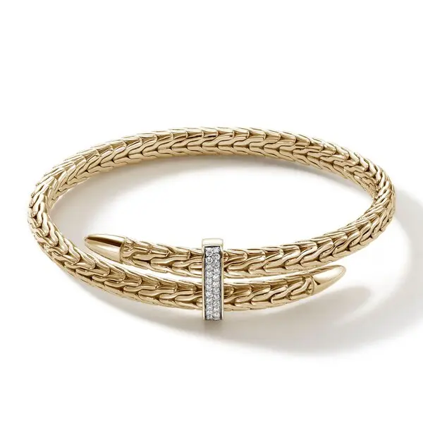John Hardy Spear Flex Cuff With Diamonds 5.5mm - Gold